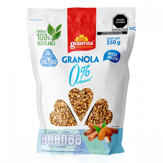 GRANOLA 0% S/AZUCAR 350GR.GRANVITA – Super Mode SA de CV